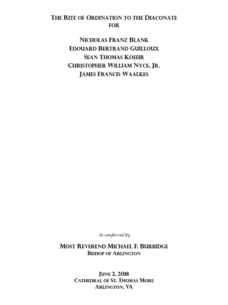 Diaconate Ordination Program 2018 | PDF | Eucharist | Mass (Liturgy)