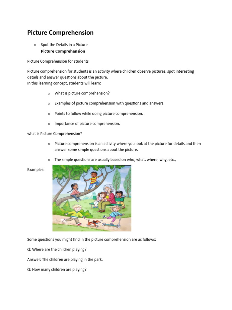 Picture Comprehension DESCRIPTION | PDF