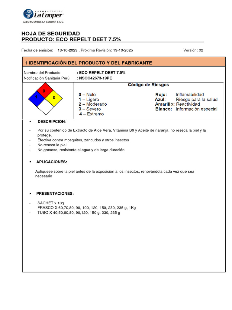 Seguridad y Toxicidad de Eco Repelt DEET | PDF