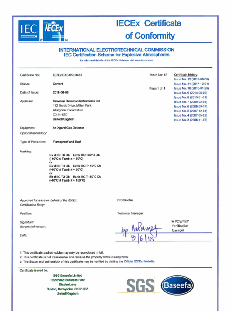 IECEx BAS 05.0043X Var 0 12 | PDF
