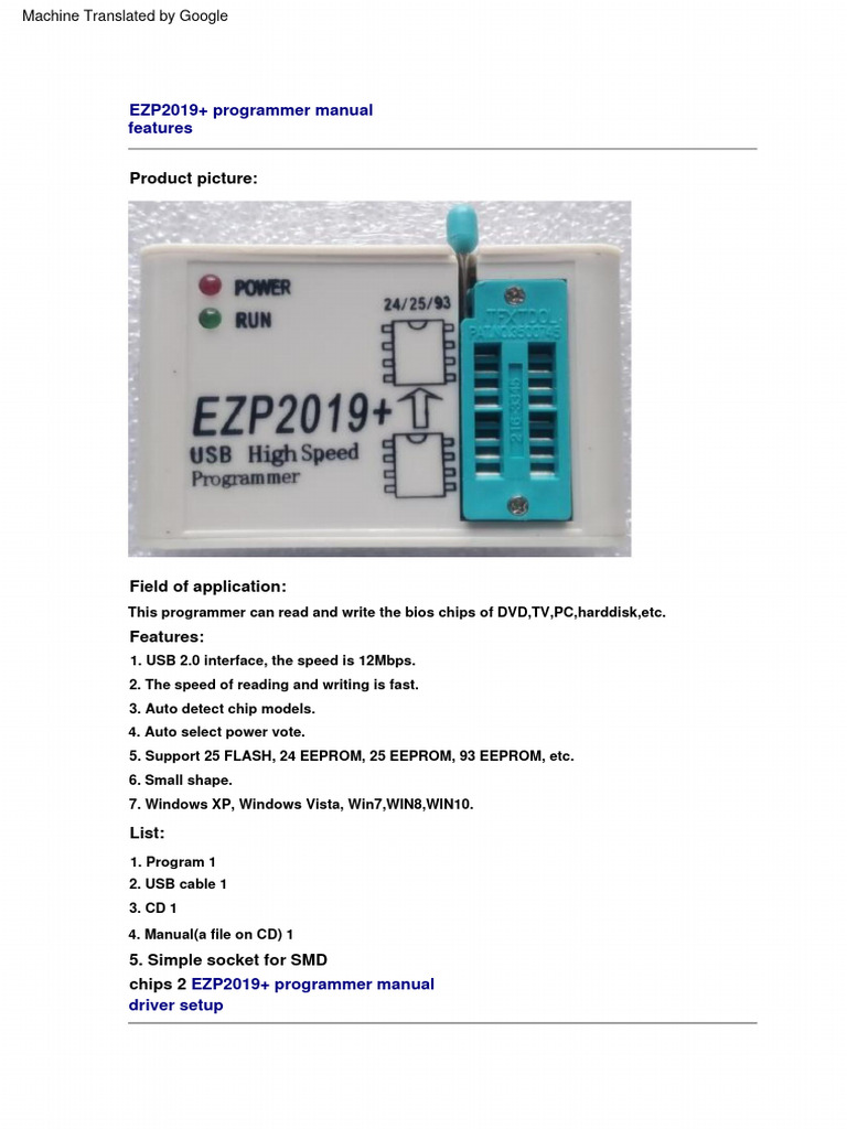 EZP2019+ User Manual | PDF | Device Driver | Windows 10