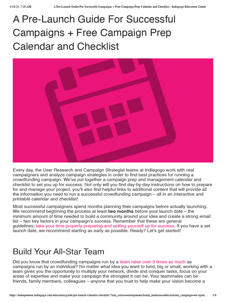 A Pre-Launch Guide For Successful Campaigns + Free Campaign Prep ... A Pre-Launch Guide For Successful Campaigns + Free Campaign Prep ...