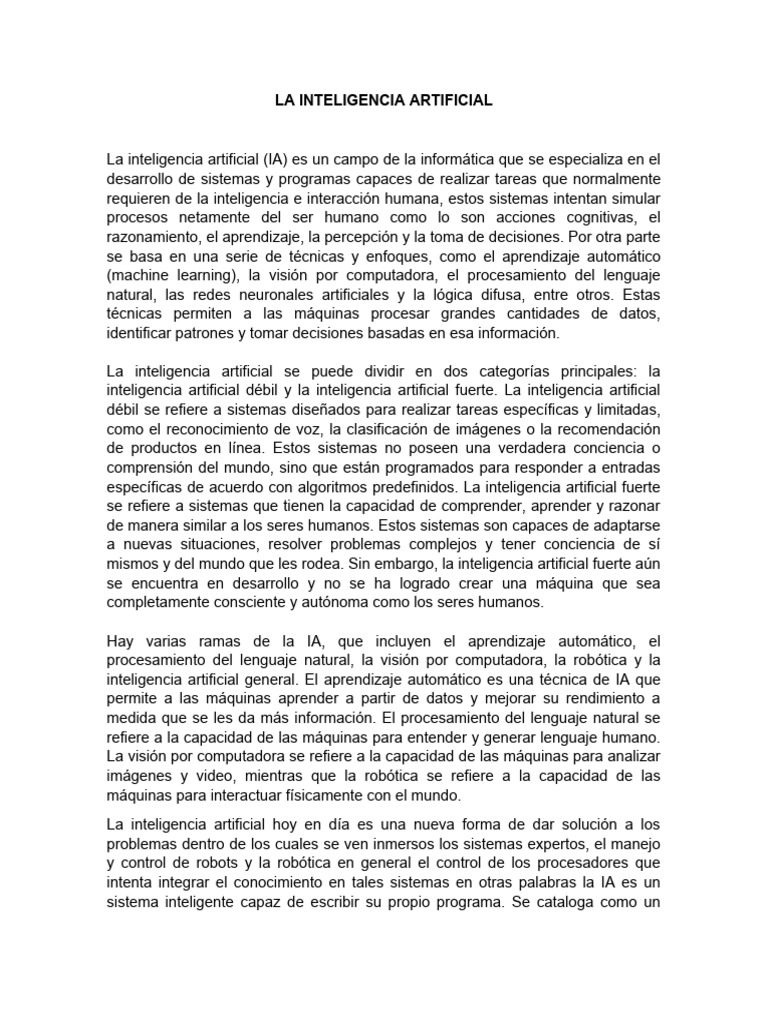Ensayo Inteligencia Artificial | PDF | Inteligencia artificial ...