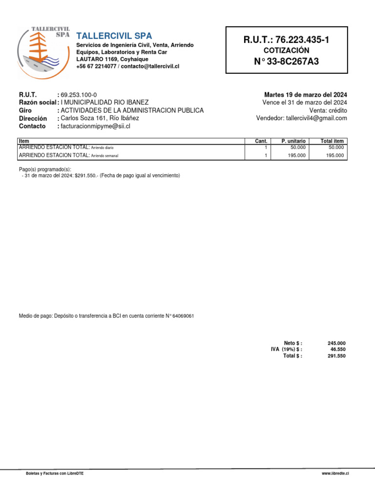 LibreDTE 76223435 33-8C267A3 | PDF | Business