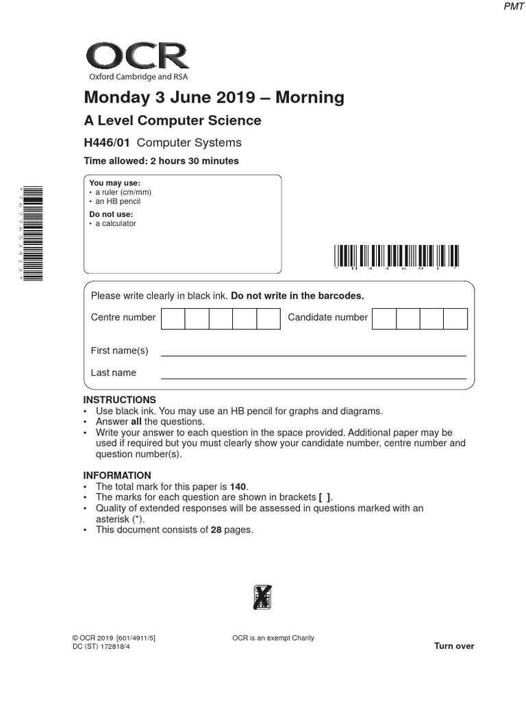 June 2019 QP - Paper 1 OCR Computer Science A-Level | Download Free PDF | Streaming Media | Dvd