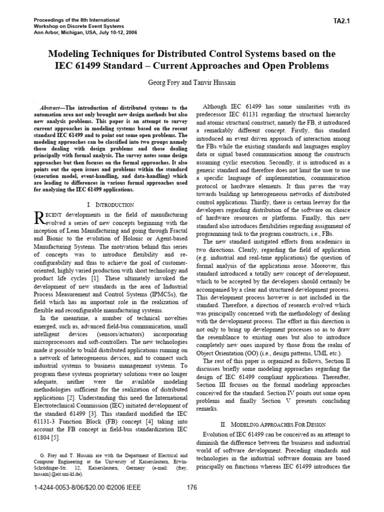 Modeling Techniques For Distributed Control Systems Based On The 1 Pdf Unified Modeling