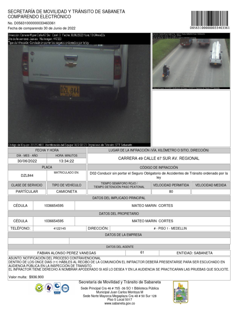 Consultar Evidencia PDF | PDF | Multa (pena) | Transporte