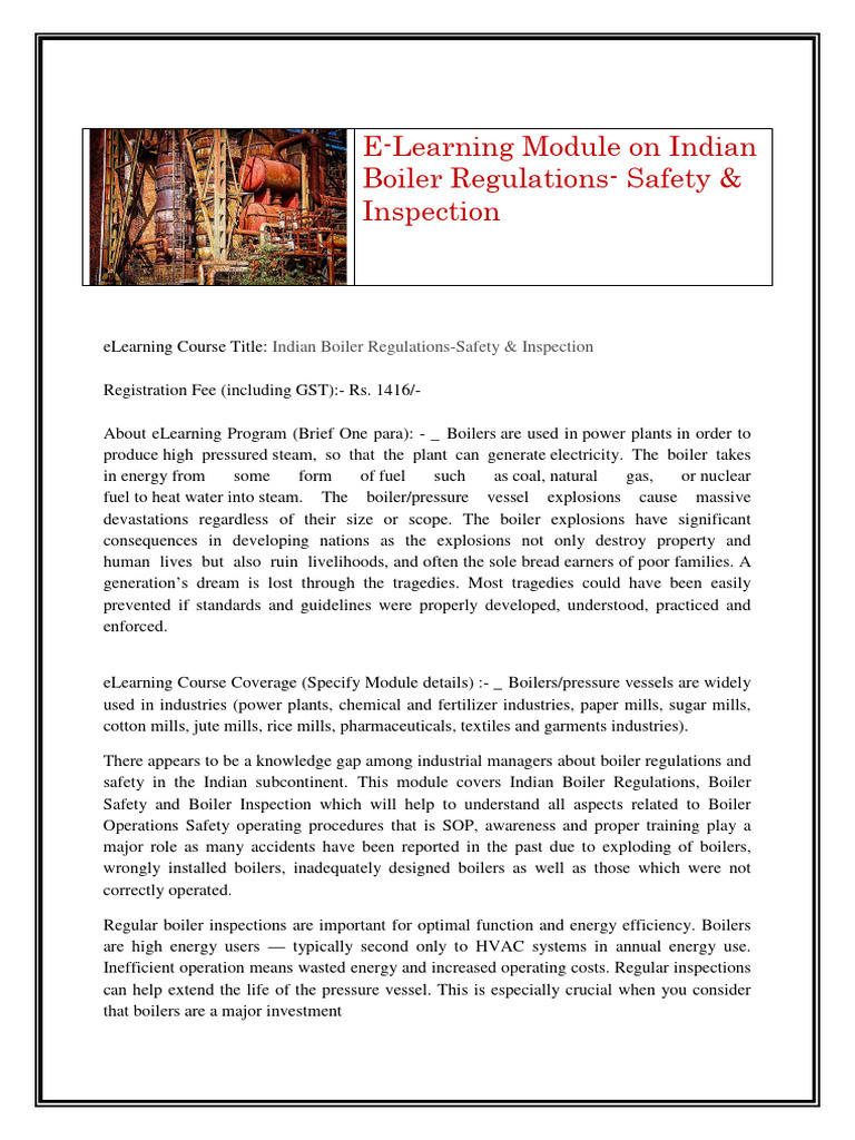 Indian Boiler Regulations Safety Inspection240802 | PDF | Boiler ...