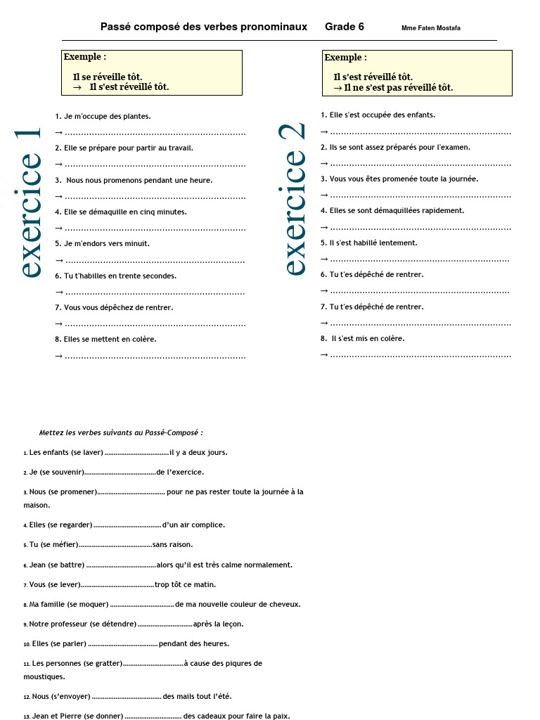 Passe Compose Verbes Pronominaux | PDF | Théorie (échecs) | Échecs