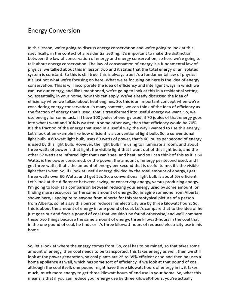 Energy Conversion | PDF | Home & Garden | Science & Mathematics