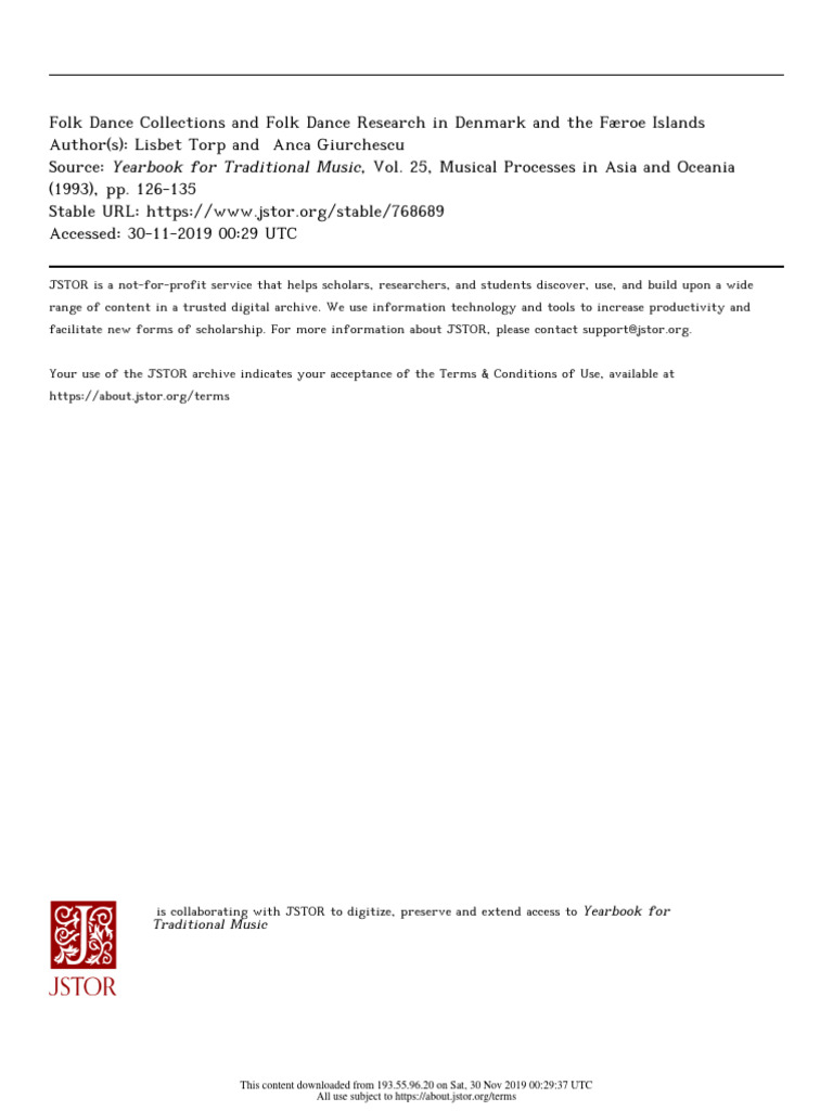 Folk Dance Collections and Folk Dance Research in Denmark and The Færoe ...