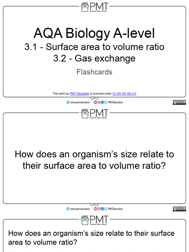 Flashcards - Topic 3.1 Surface Area To Volume Ratio + 3.2 Gas Exchange ...