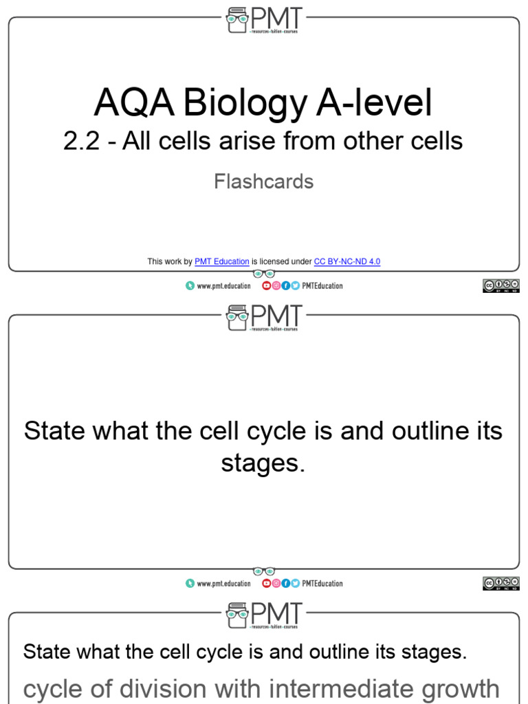 Flashcards - Topic 2.2 All Cells Arise From Other Cells - AQA Biology A ...