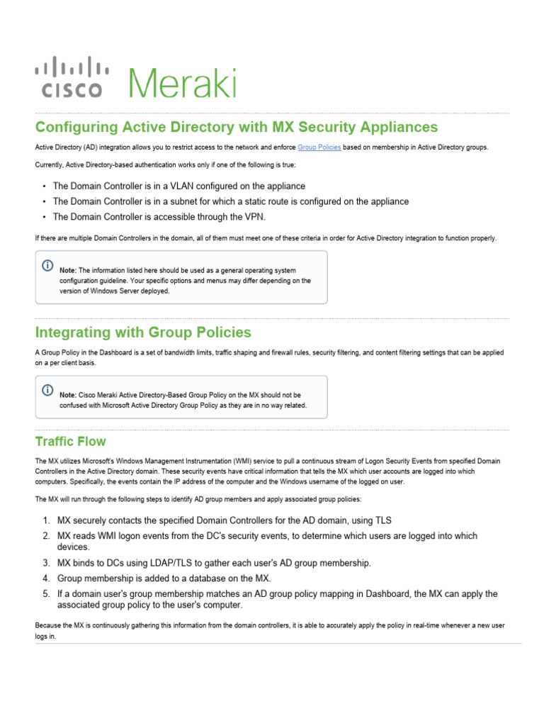 Active Directory Integration for MX Appliances | PDF | Active Directory ...