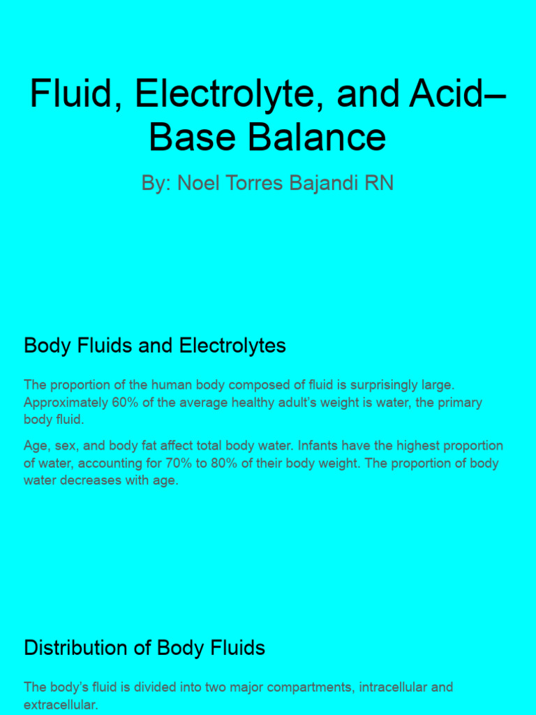 Fluid Electrolyte and AcidBase Balance | PDF | Electrolyte | Saline ...