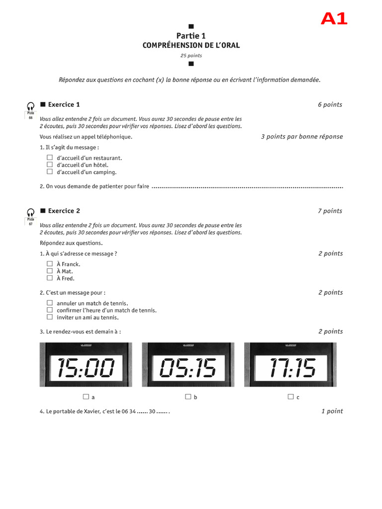 Guide DELF A1 : Exercices et Évaluations | PDF