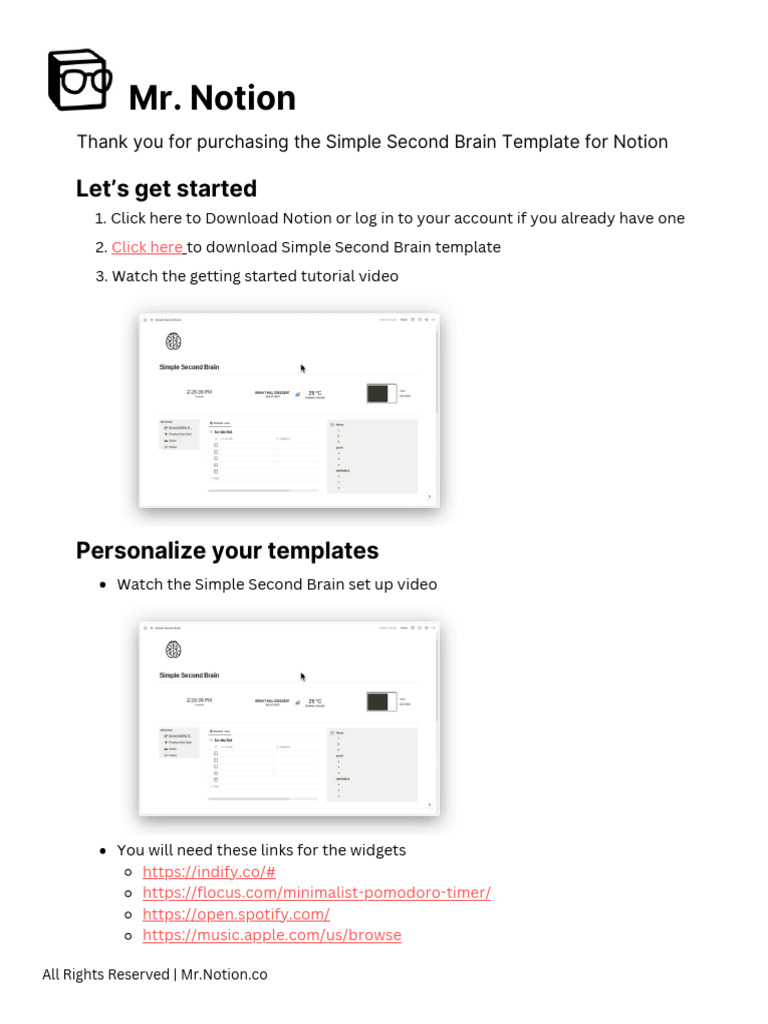Copy of Simple Second Brain Form | PDF