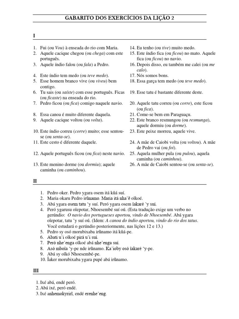 Lição 2 - Gabarito Dos Exercícios | PDF Lição 2 - Gabarito Dos Exercícios | PDF