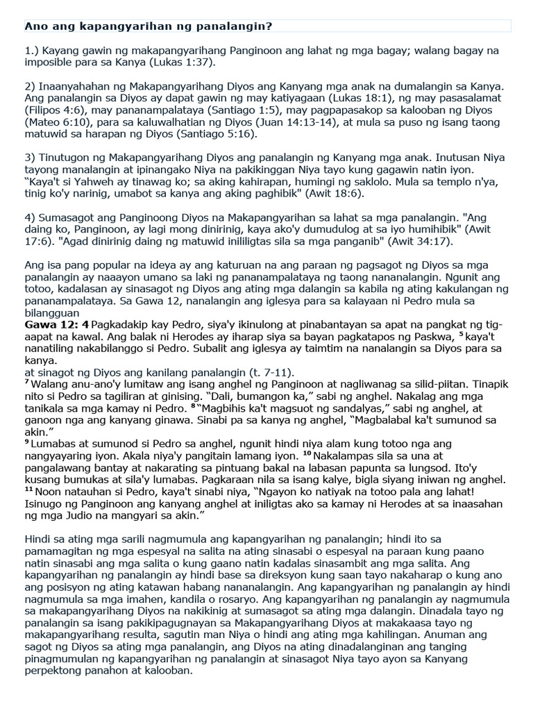 Ano Ang Kapangyarihan NG Panalangin | PDF