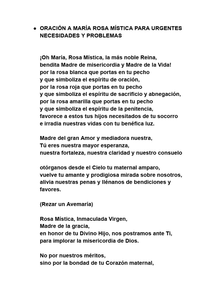 Rosa Mistica | PDF | Oración | María, madre de Jesús