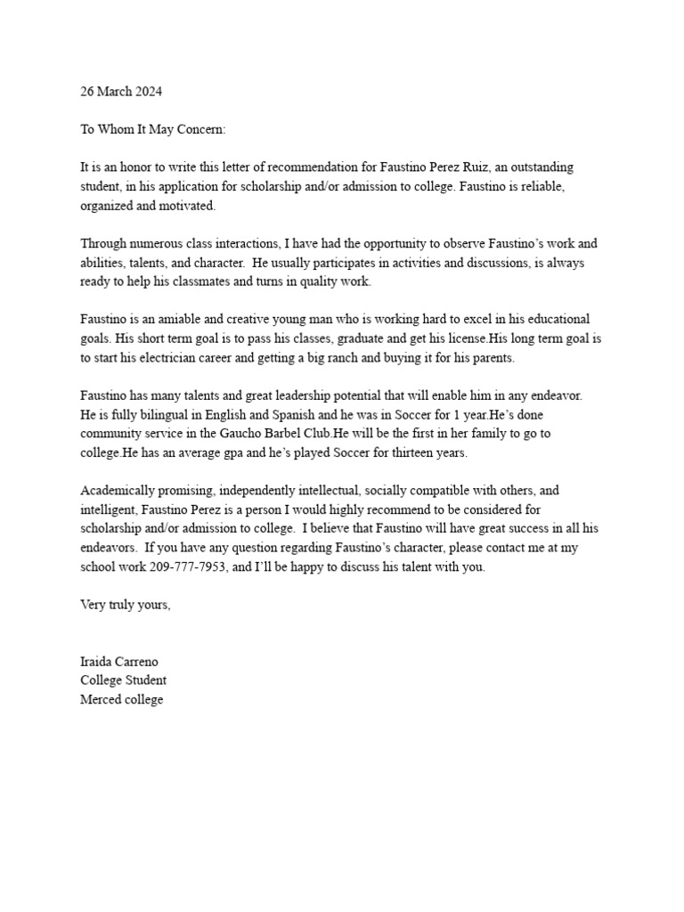 letter of rec 2 faustino perez | PDF