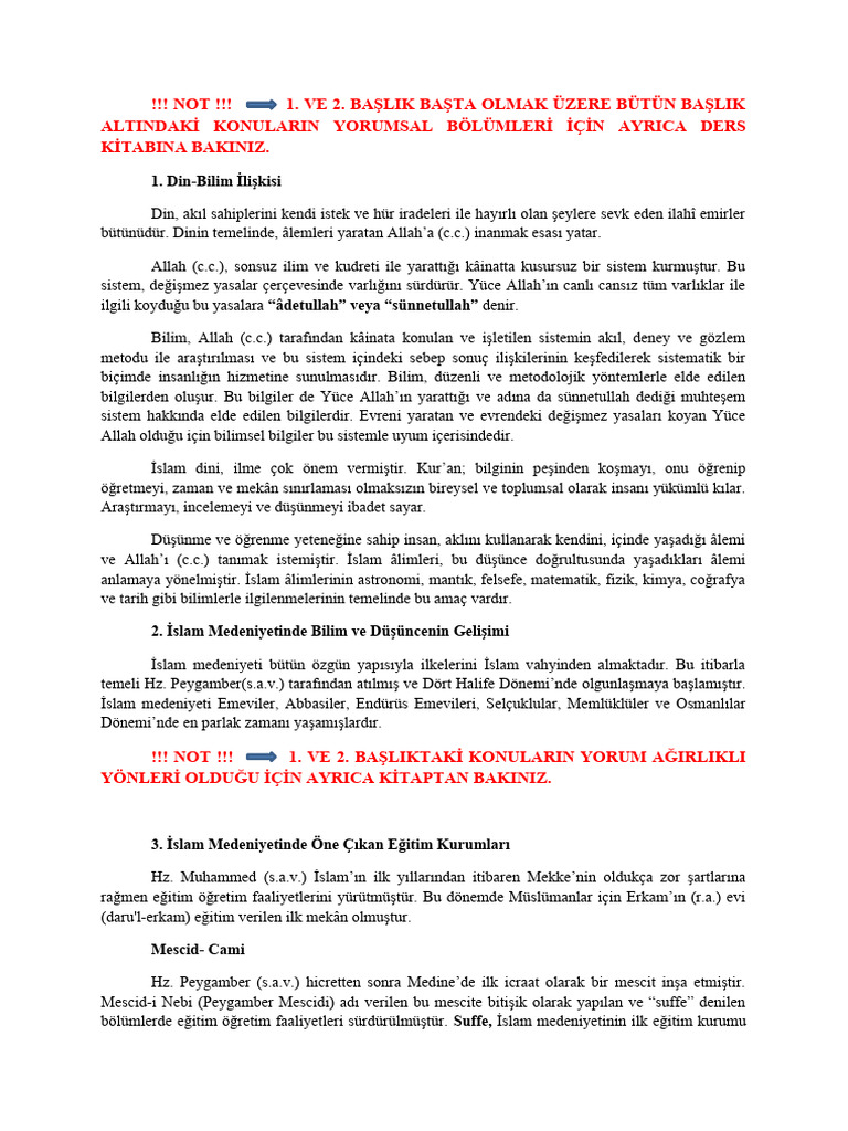 2024 12. Sinif Notlar | PDF