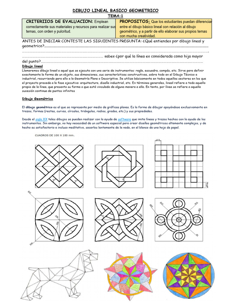 Dibujo Basico Lineal Geo Tema1-2024 | PDF | Dibujo | Geometría