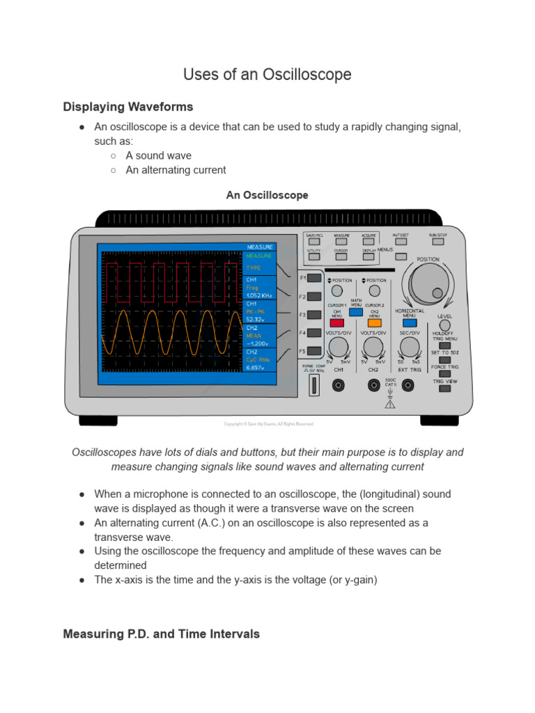 Uses of An Oscilloscope | PDF | Waves | Amplitude