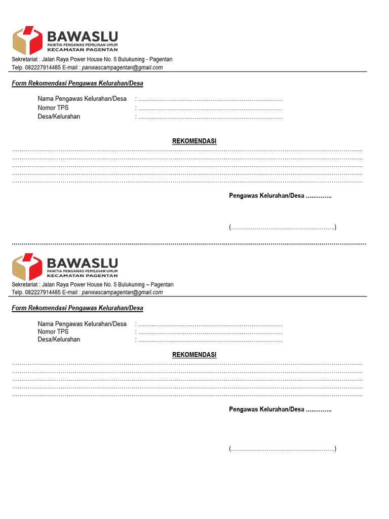 Form Rekomendasi PKD | PDF