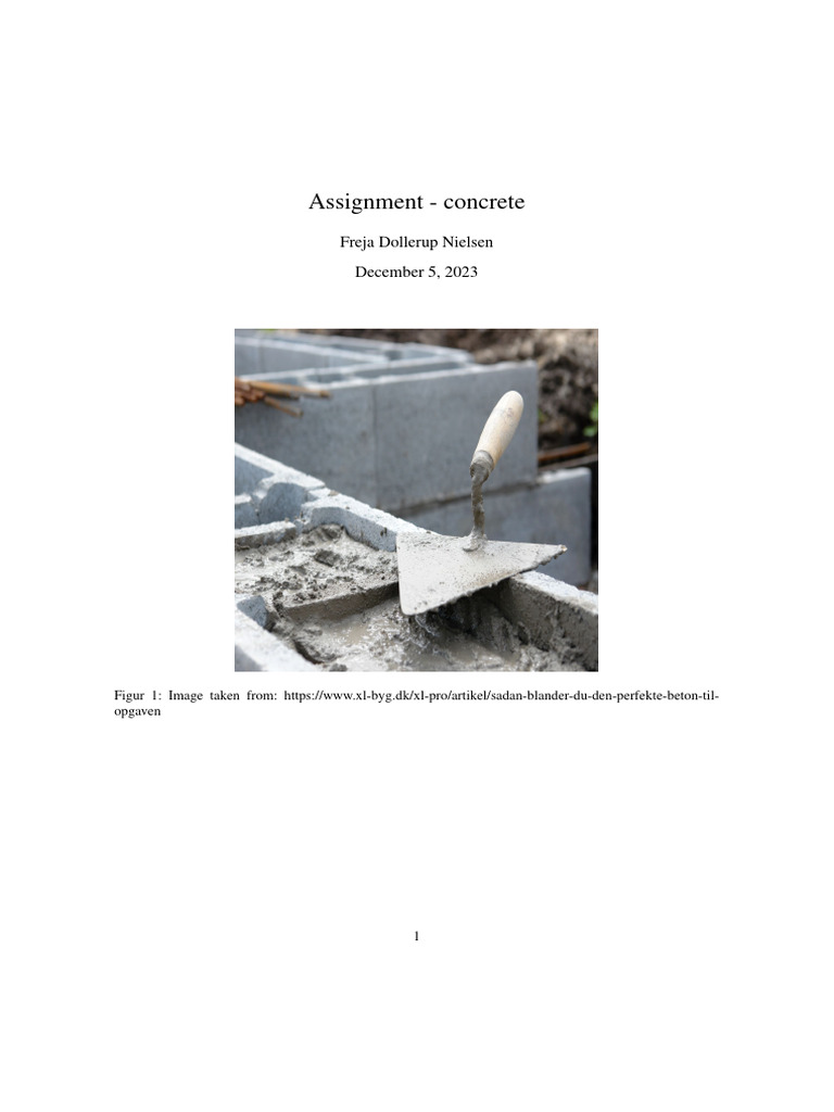 Assignment Concrete - Freja Dollerup Nielsen | PDF | Concrete | Cement