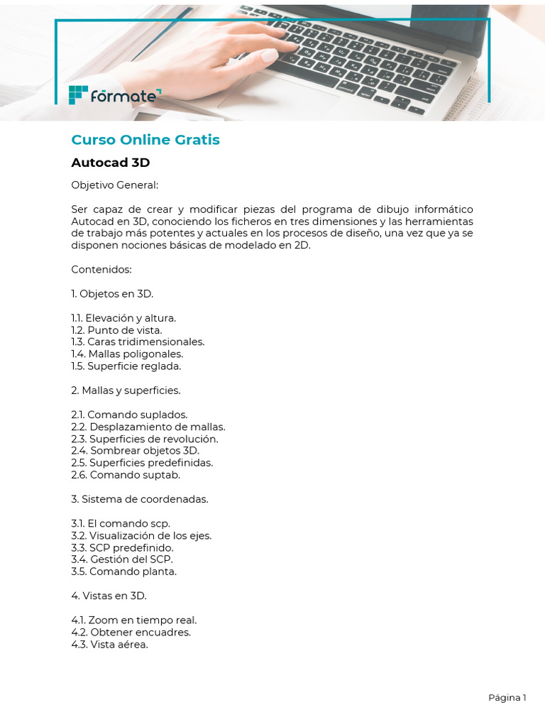 Temario Del Curso Atucad 3d | PDF | Espacio | Álgebra lineal