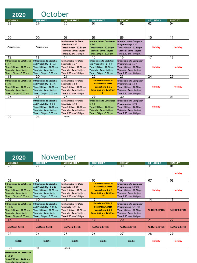2020 Academic Calendar Overview | PDF | Academic Term | Statistics