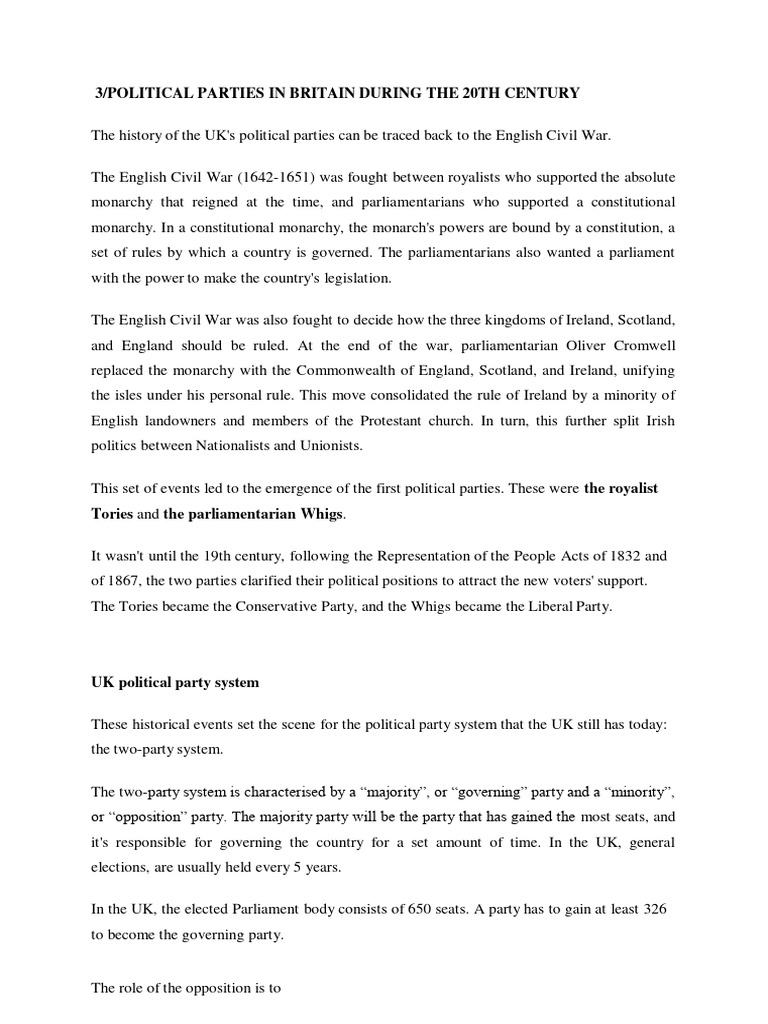 History of UK Political Parties | PDF | Right Wing Politics | Conservatism
