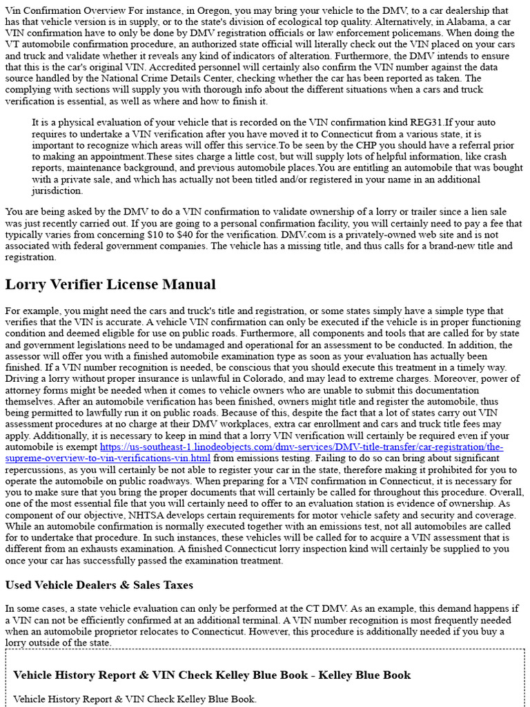 4 Methods To Obtain A Vin Confirmation 205550 | PDF | Department Of ...