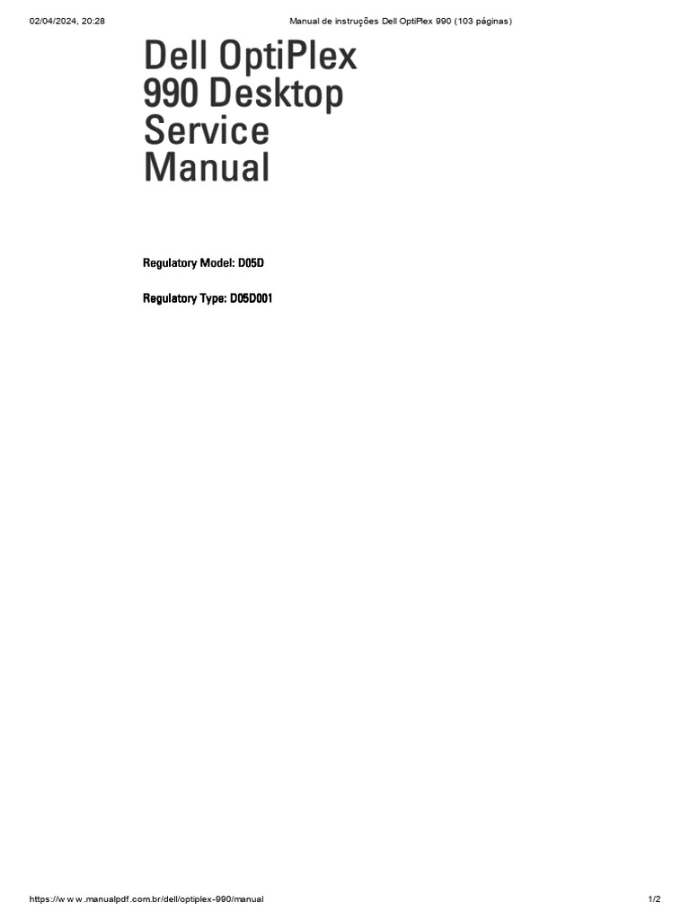 Manual de Instruções Dell OptiPlex 990 (103 Páginas) | PDF | Negócios ...
