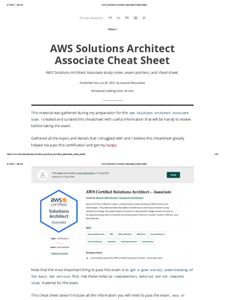 AWS Solutions Architect Associate Cheat Sheet | PDF | Domain Name System | Virtual Private Network
