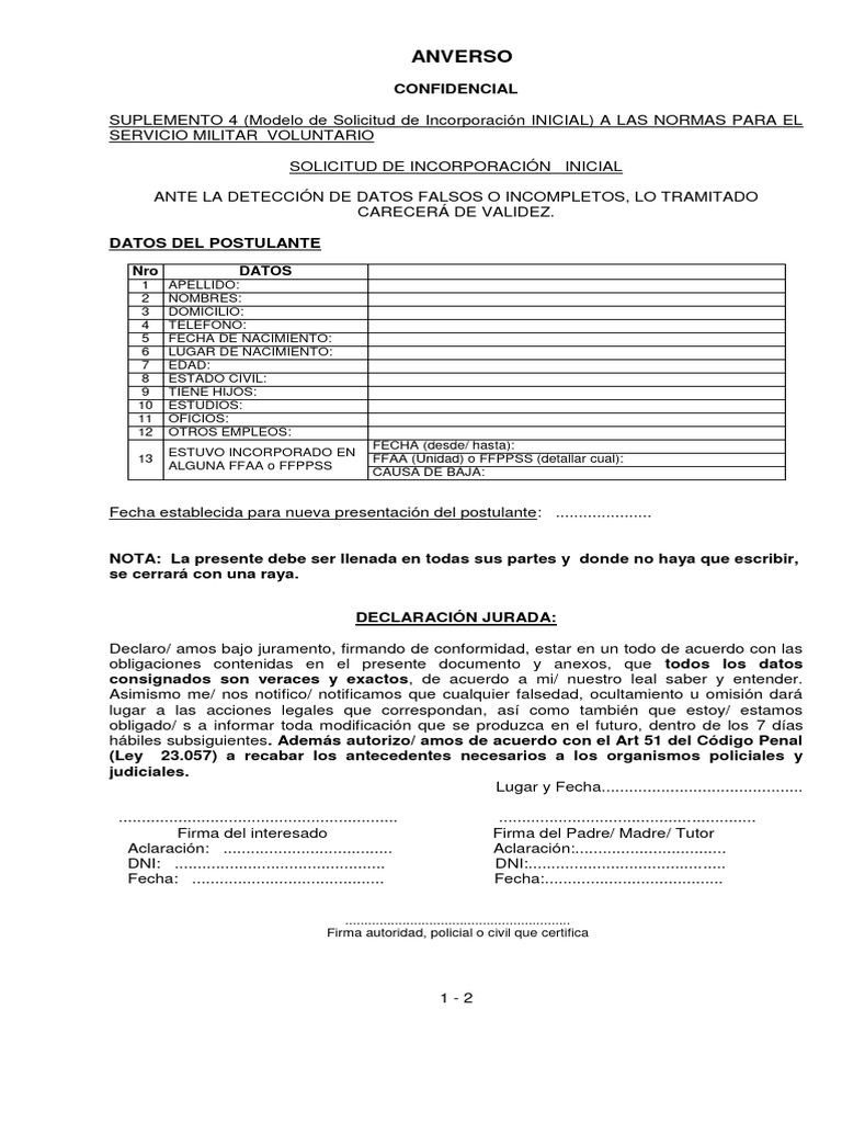 Suplemento 4 Solic Incorp INICIAL | Descargar gratis PDF | Documento de ...