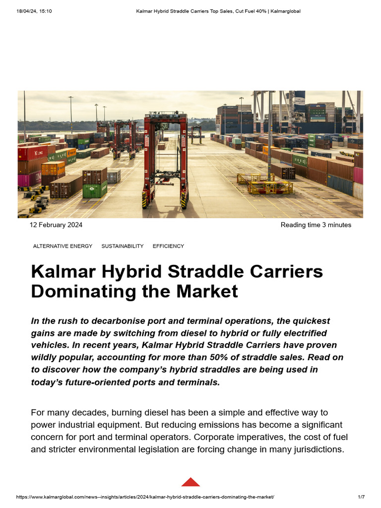 Kalmar Hybrid Straddle Carriers Top Sales, Cut Fuel 40% - Kalmarglobal ...