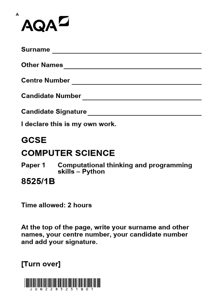 Paper 1 Computer Science Qs Download Free Pdf Computer Program Programming