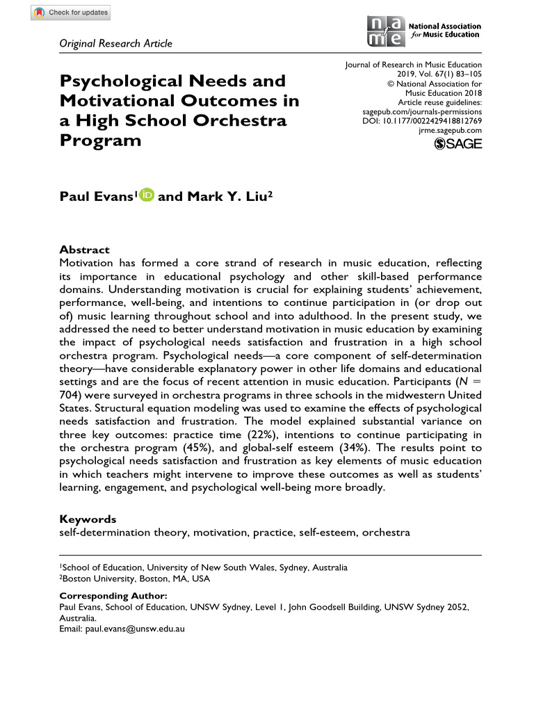 Evans Liu 2018 Psychological Needs and Motivational Outcomes in A High ...