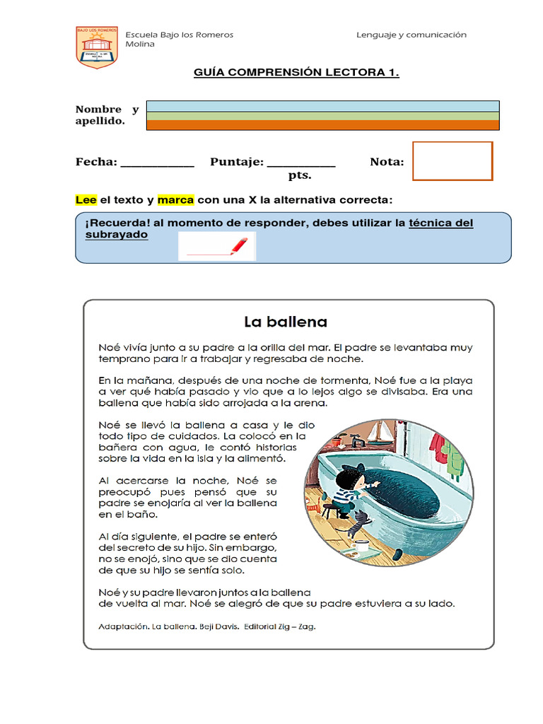 Guía Comprensión Lectora 1 | PDF