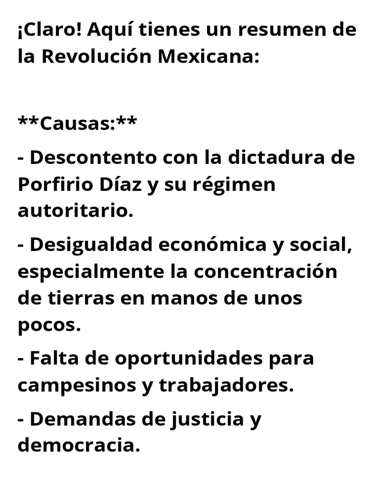 ¡Claro! Aquí Tienes Un Resumen de La Revolución Mexicana - 20240417 ... ¡Claro! Aquí Tienes Un Resumen de La Revolución Mexicana - 20240417 ...