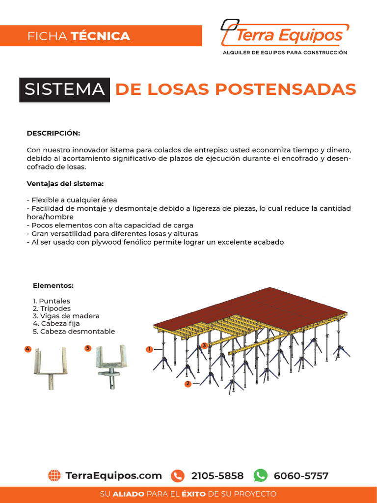 Ficha-técnica-sistema-de-losas-postensadas | PDF