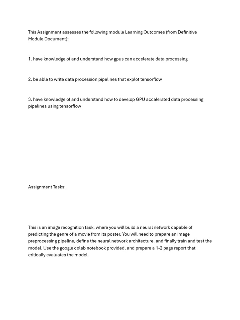 TAU2466 Assignment Brief | PDF | Artificial Neural Network ...