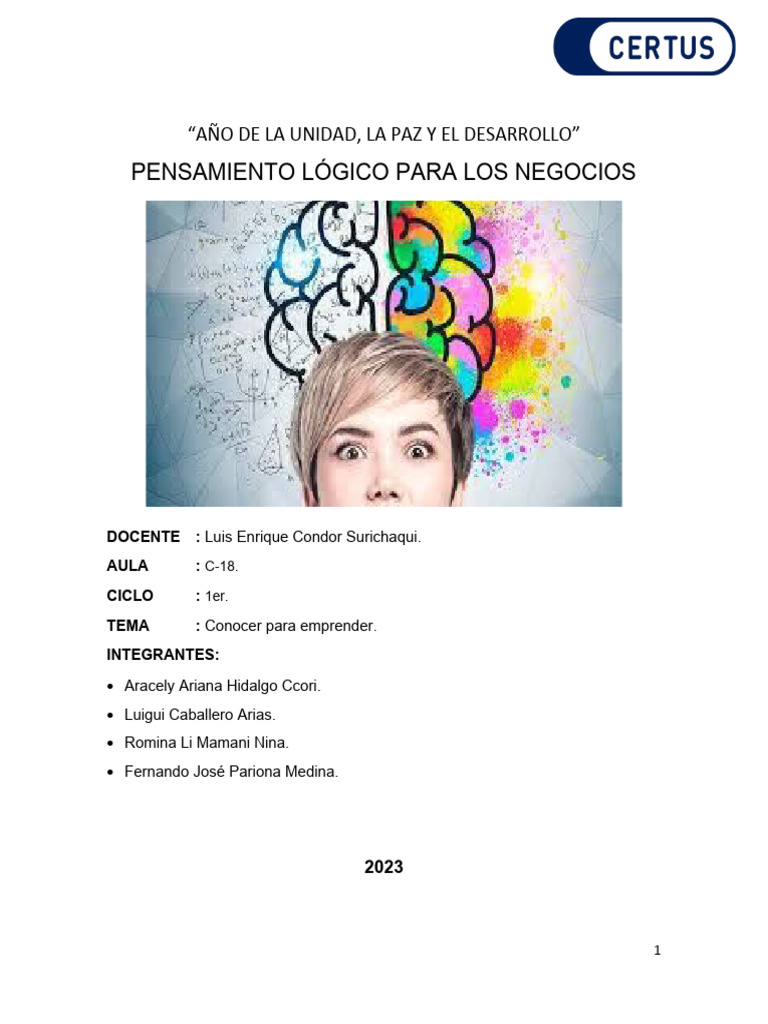 Proyecto final de pensamiento logico para los negocios HCMP | PDF ...