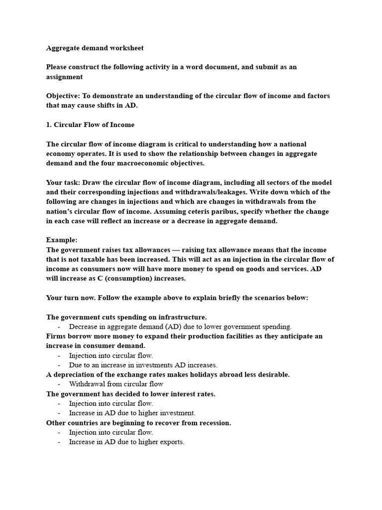 W25 - Aggregate Demand Practice Worksheet | PDF | Aggregate Demand | Demand
