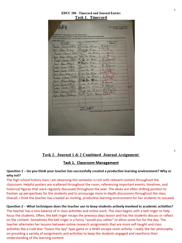 educ 280 signature assignment timecard and journal entries - barbara ...