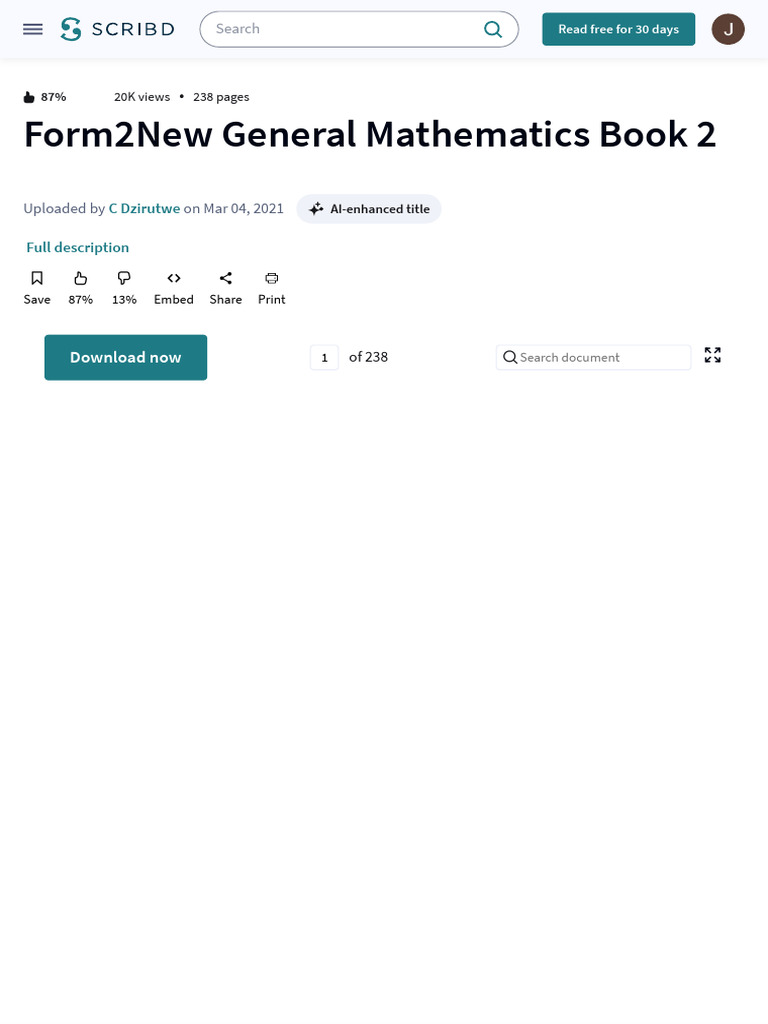 Form2New General Mathematics Book 2: Download Now | PDF | Scribd ...
