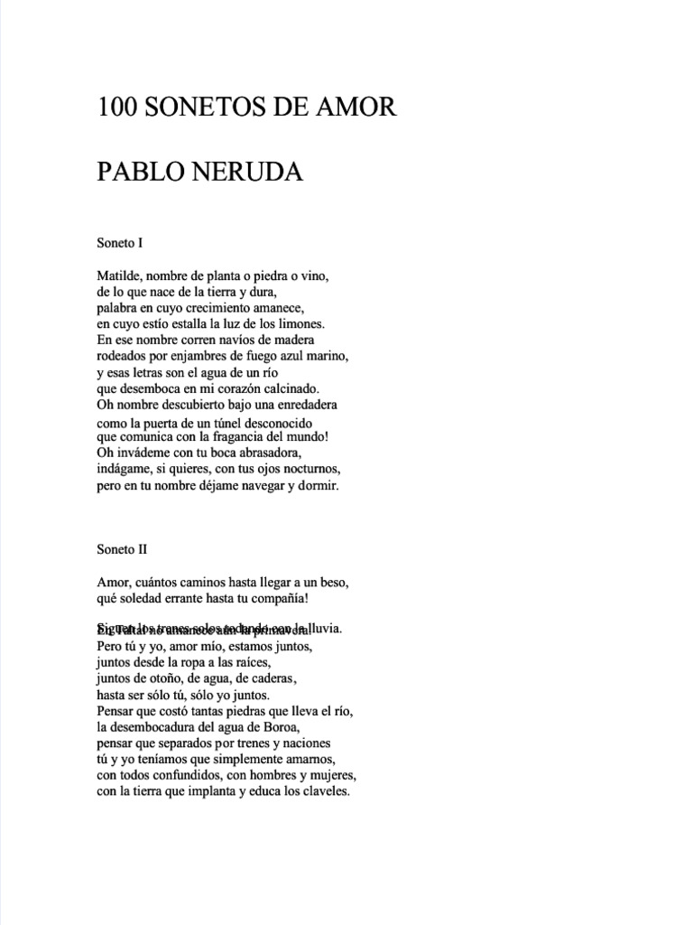 100 Sonetos de Amor Pablo Neruda Compress | PDF