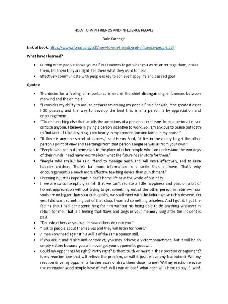 How To Win Friends and Influence People | PDF